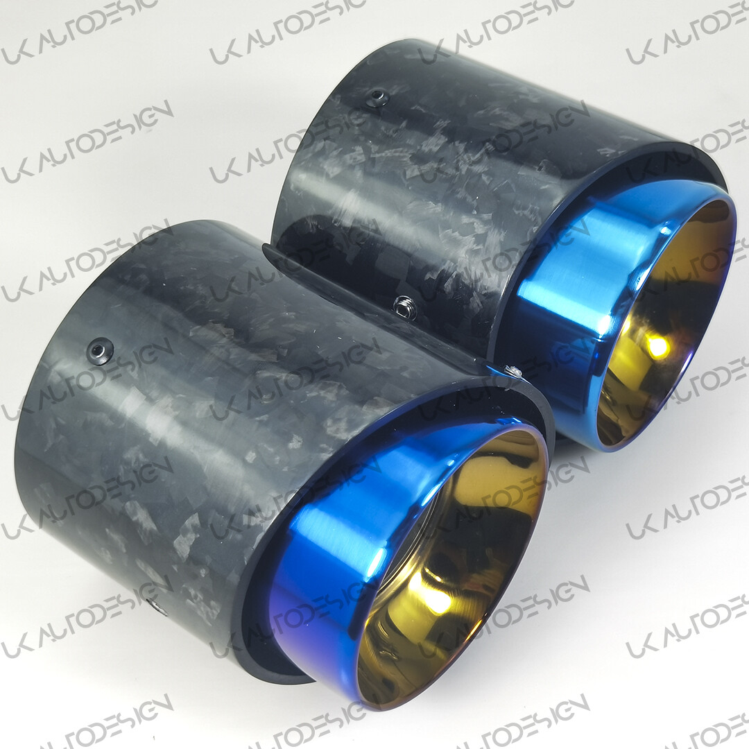 2 x MINI Blue Forged Carbon Fibre Exhaust Tips R55/R56/R57/R58/R59 ...