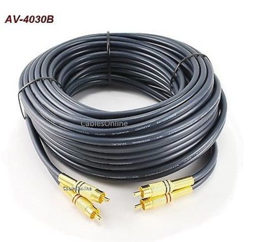 30ft 2-RCA to 2-RCA Gold-Plated Male to Male DJ/Mixer/Stereo System ...