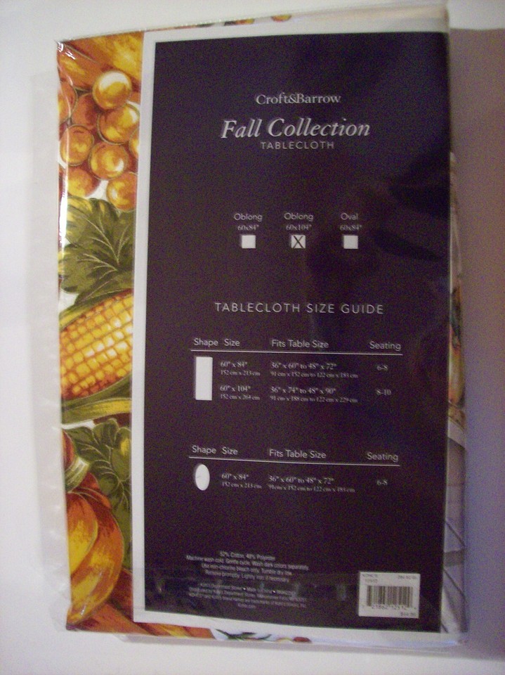 Croft&Barrow Tablecloth Fall Collection Thanksgiving Turkey Oblong ...