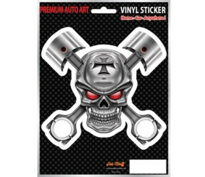 Skull Pistons Car Sticker - Steel - red eyes - Fierce - Biker - Auto ...