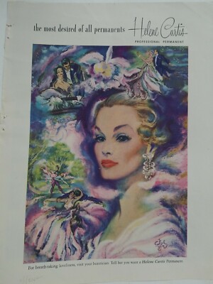 1951 Helene Curtis professional hair permanent vintage art ad | eBay