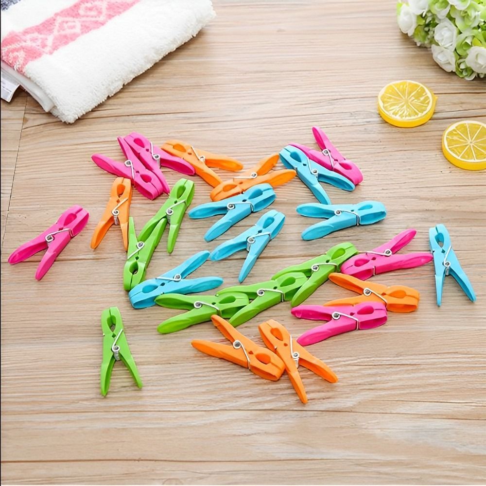 48Pcs Plastic Clothespins 4 Colors Clothes Pegs Clothing Clips Food ...