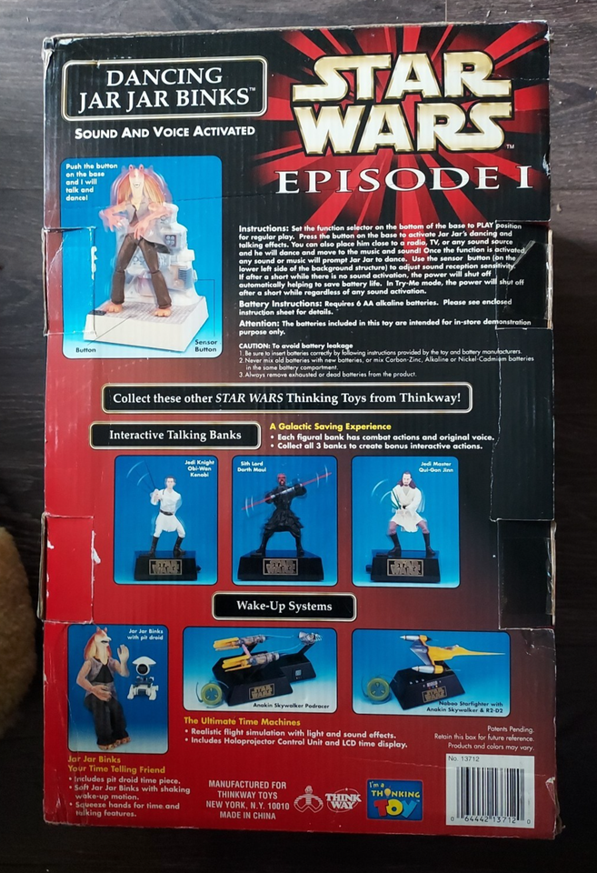 Star Wars 1999 Episode 1 Dancing Jar Jar Binks Thinkway Sound n Voice ...