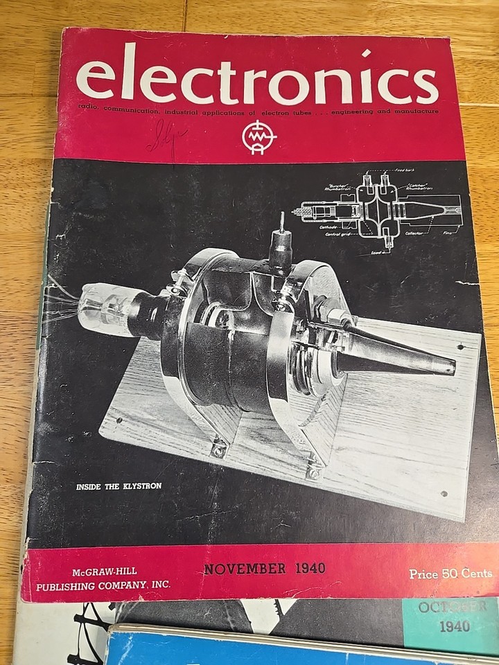 Oct Nov Dec 1940 Electronics Magazine Tubes Klystron Cathode Ray Radio ...