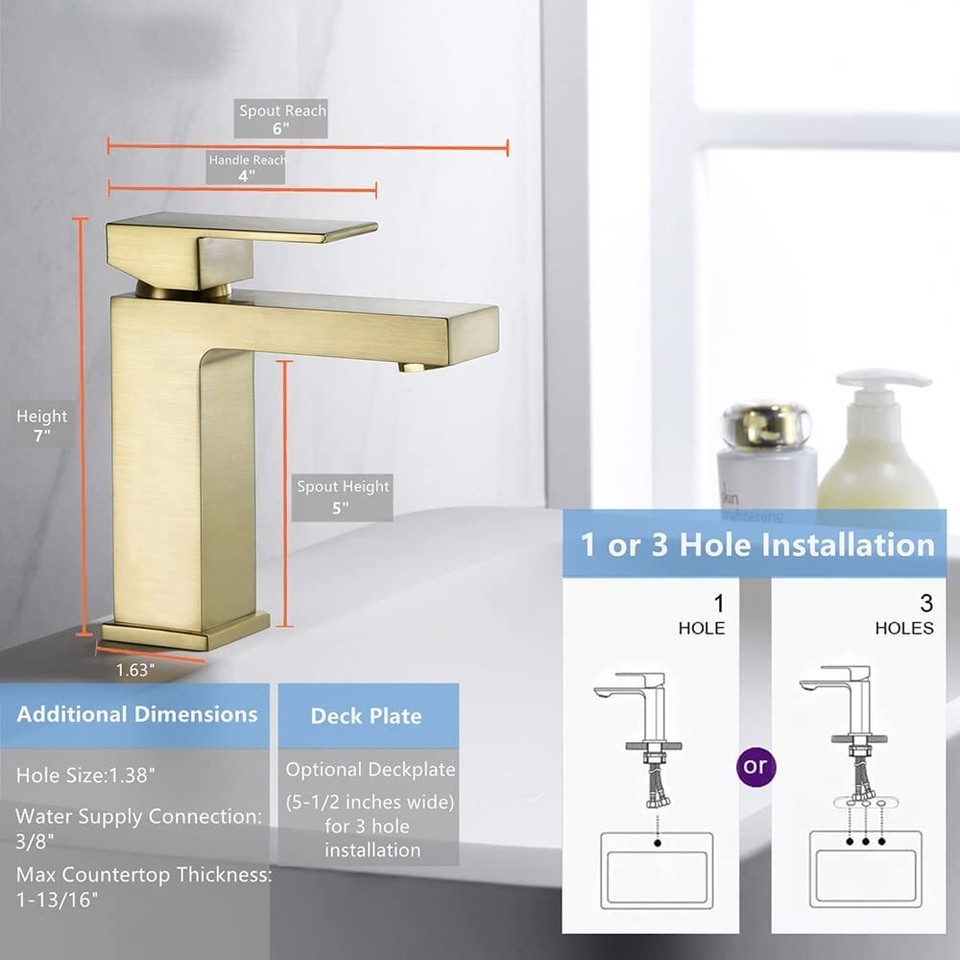 Modern Solid Brass Bathroom Sink Faucet Single Handle Hole Vanity Mixer ...