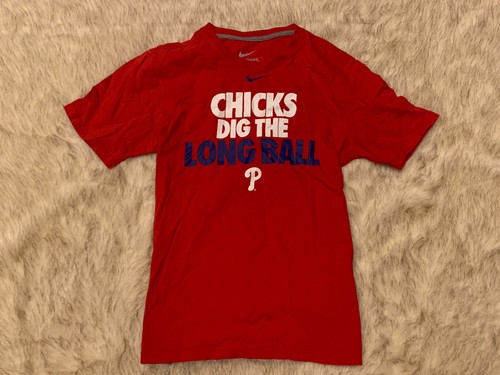 Men’s Nike Philadelphia Phillies “Chicks Dig The Long Ball” Swoosh T ...