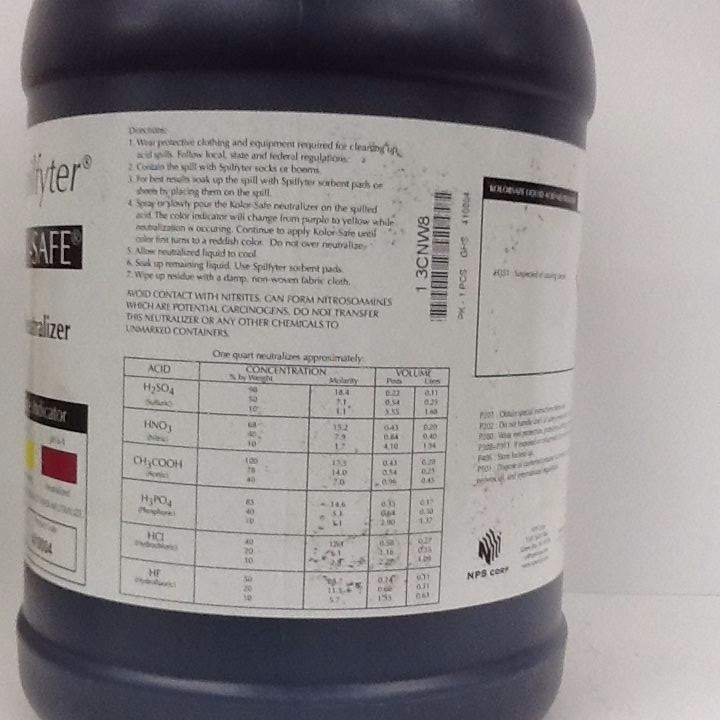 Spilfyter 410004 Liquid Chemical / Acid Neutralizer 1 Gal. Kolor-Safe ...