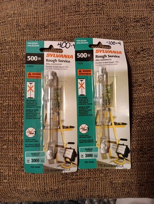 2 Sylvania 500W Rough Service RSC T3 Double Ended Quartz FCL Bulbs | eBay
