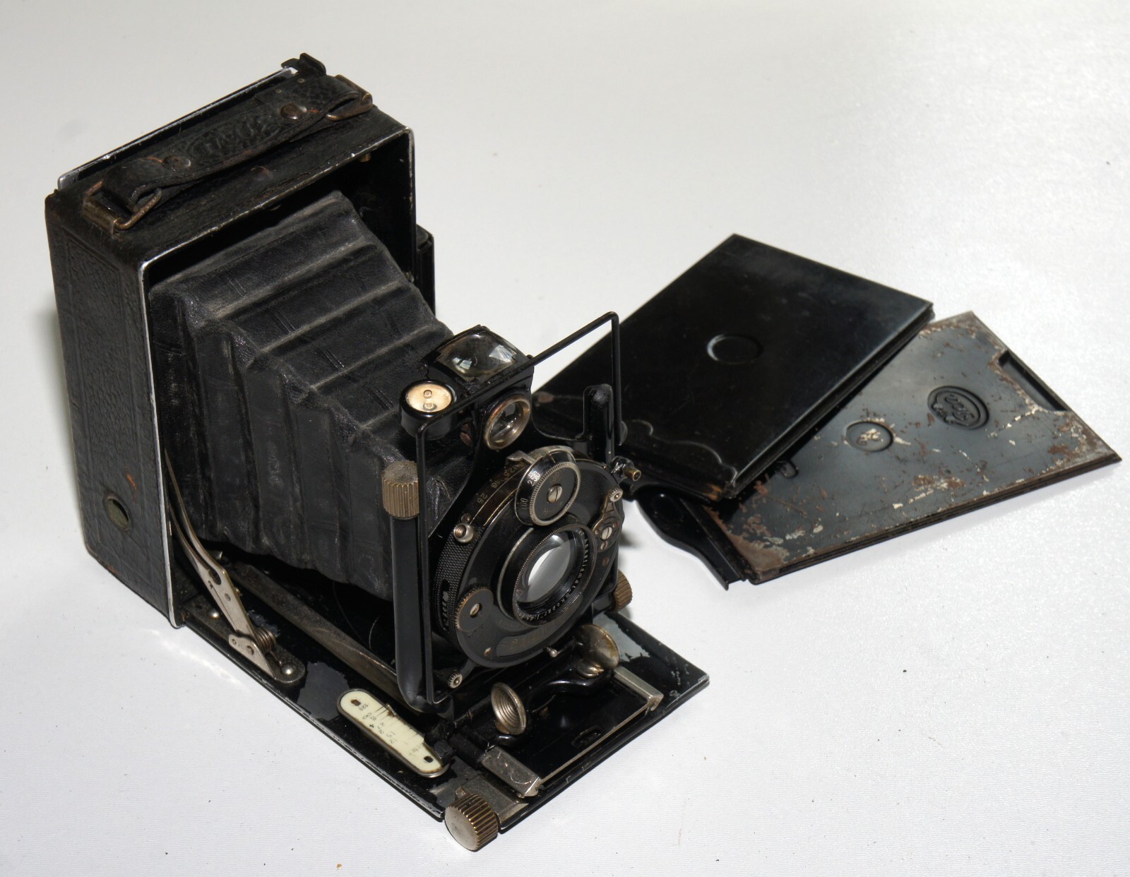 Voigtlander AVUS 6x9 Folding Plate Camera lens Skopar F=10.5 cm F4.5 ...