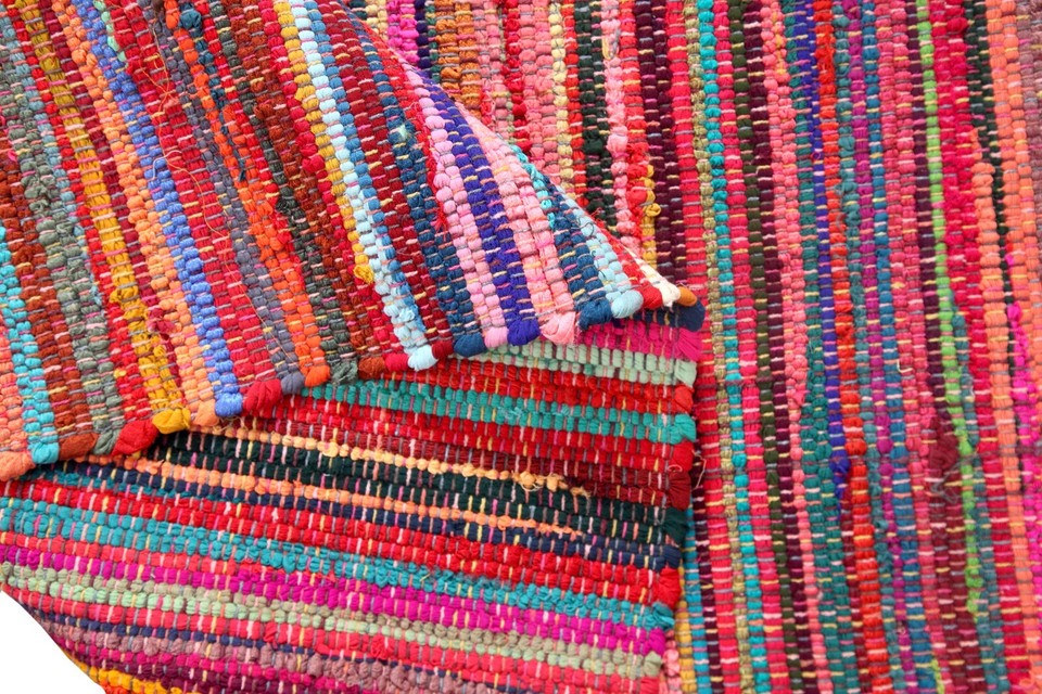 Rag Rug Festival Rugs Multicolour Rainbow Mat Cotton Hand Made ...