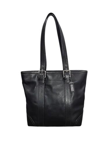 Coach Gallery Tote F11201 Black Leather Shoulder Bag Purse Handbag ...