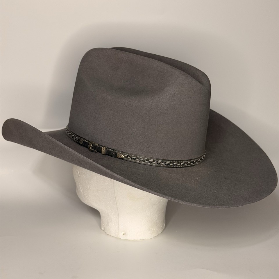 Resistol Beaver George Strait Design Grey Cowboy Hat 6 3/4 Long Oval TX ...
