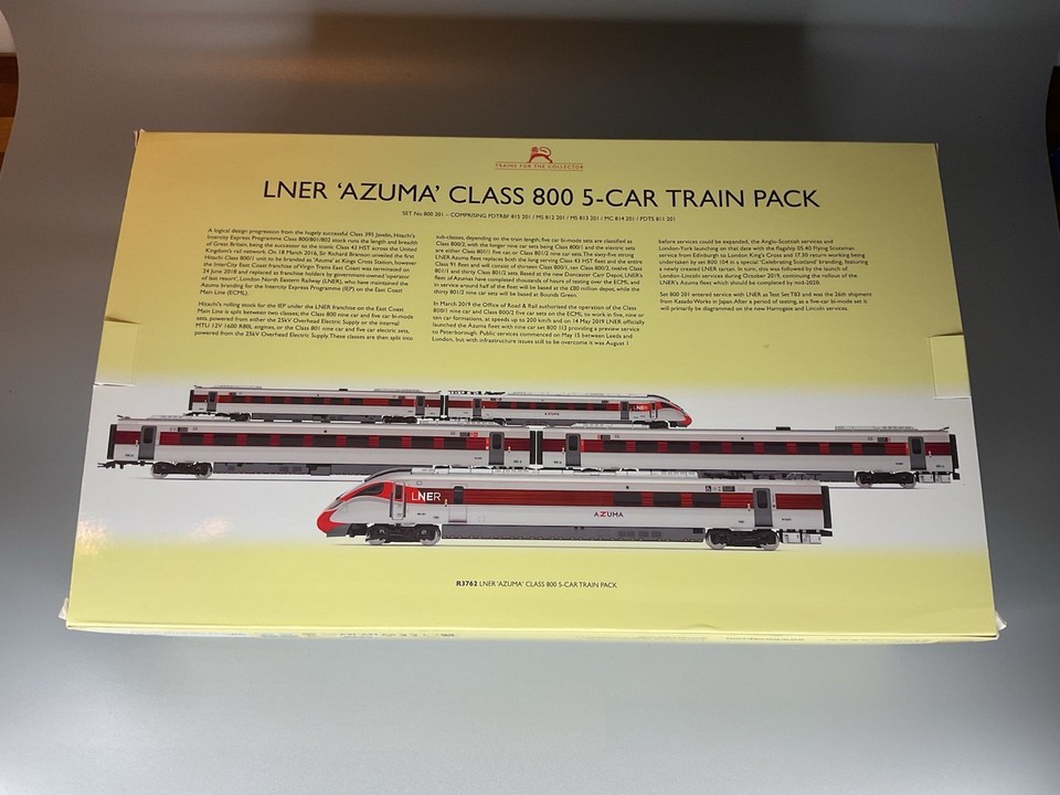 Boxed OO Gauge R3762 Hornby LNER AZUMA Class 800 5 Car Train Pack ...