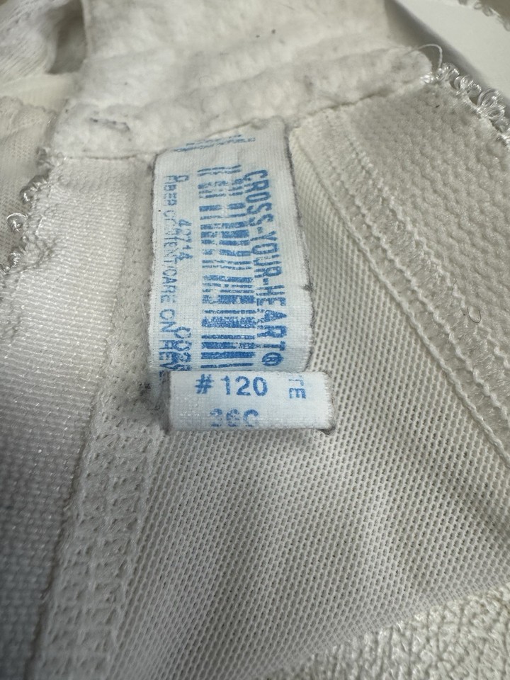 X3 Bras Used Vintage 36C White Wire-Free "Cross Your Heart" Bra by ...