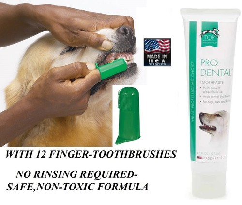 ProDental PET DOG CAT FERRET Oral Care Dental TOOTHPASTE & 12 FINGER ...