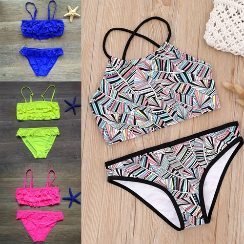 Girls Bikini Swimsuit Swimwear set Swimming Costume Age 7 8 9 10 11 12 ...
