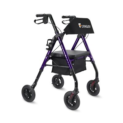 Rollator Walker with Seat and Brakes, 300 lbs Adults Bariatric Walker ...