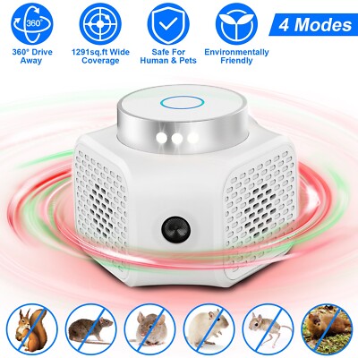 360° Ultrasonic Rodent Chaser Electronic Mouse Control Rodent ...