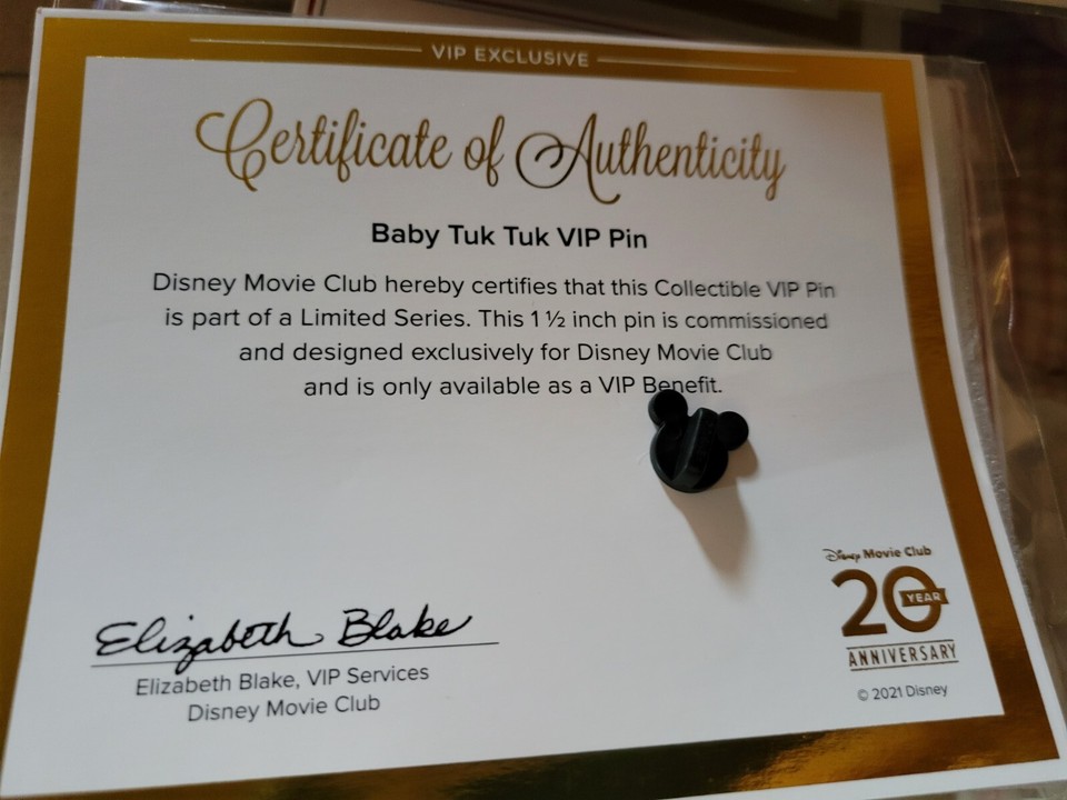 Disney Movie Club VIP Pin Baby Tuk Tuk Elizabeth Blake Pin Coa New | eBay