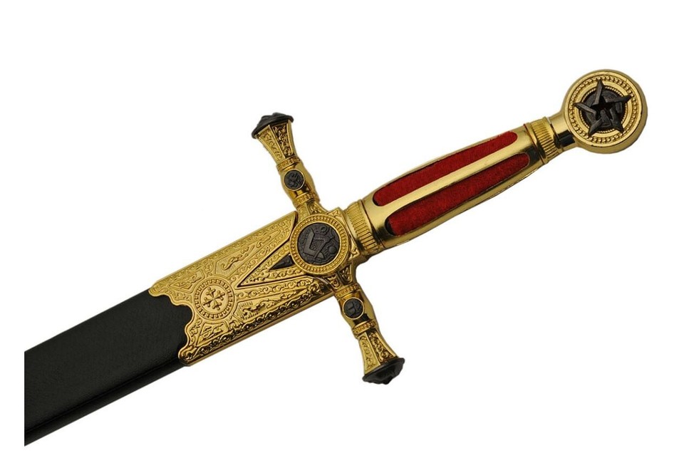 33" Red Masonic Sword With Scabbard Red Velvet Gold Handle | eBay