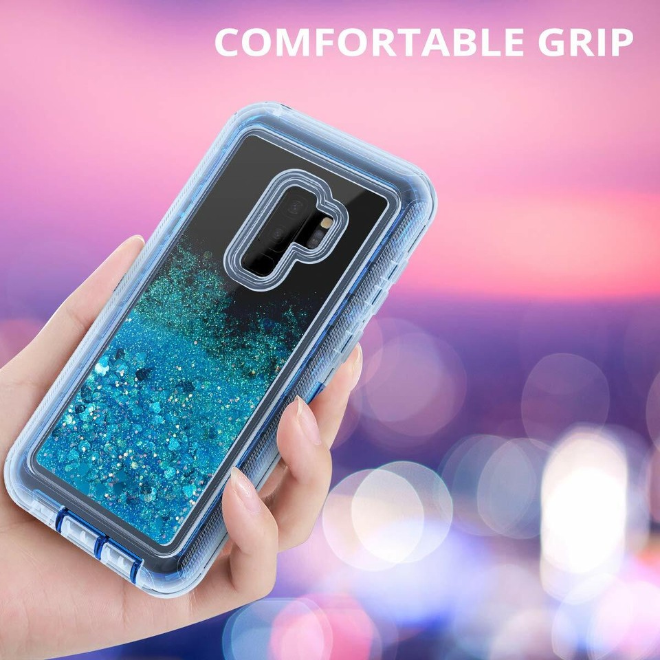 For Samsung Galaxy S9/S9 Plus ShockProof Bling Liquid Glitter Defender ...