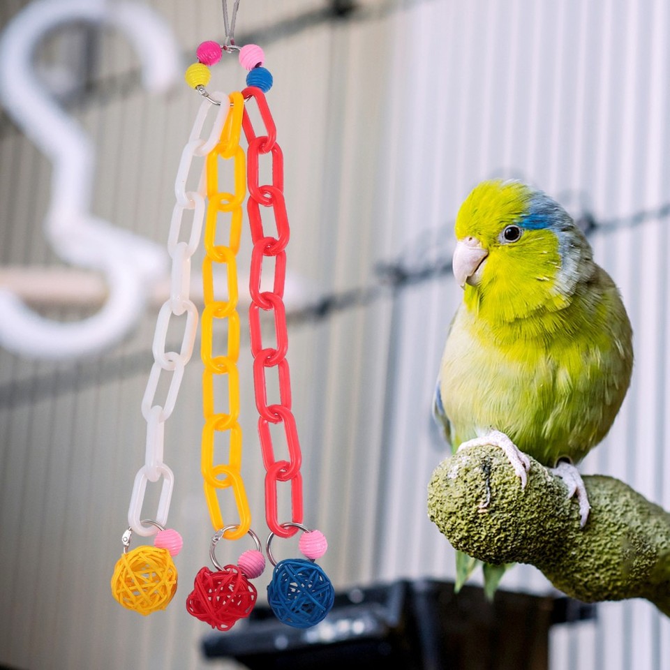 Pet Bird Parrots Toy Bite Resistant Hanging Plastic Chain Pendant ...
