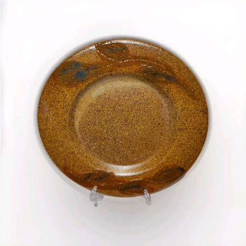 Watson Pottery Brown Stoneware Plates 4 Lunch Salad Floral Pattern Tipp ...