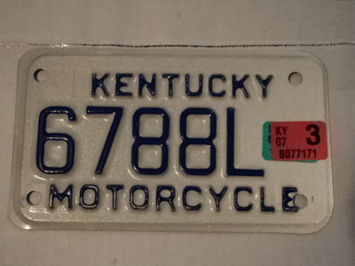 2007 KENTUCKY Motorcycle License Plate 6788L KY March | eBay
