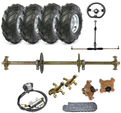 810mm Rear Axle Kit Wheel Hub 7'' Tyre Front Steering Rack DIY Go Kart ...