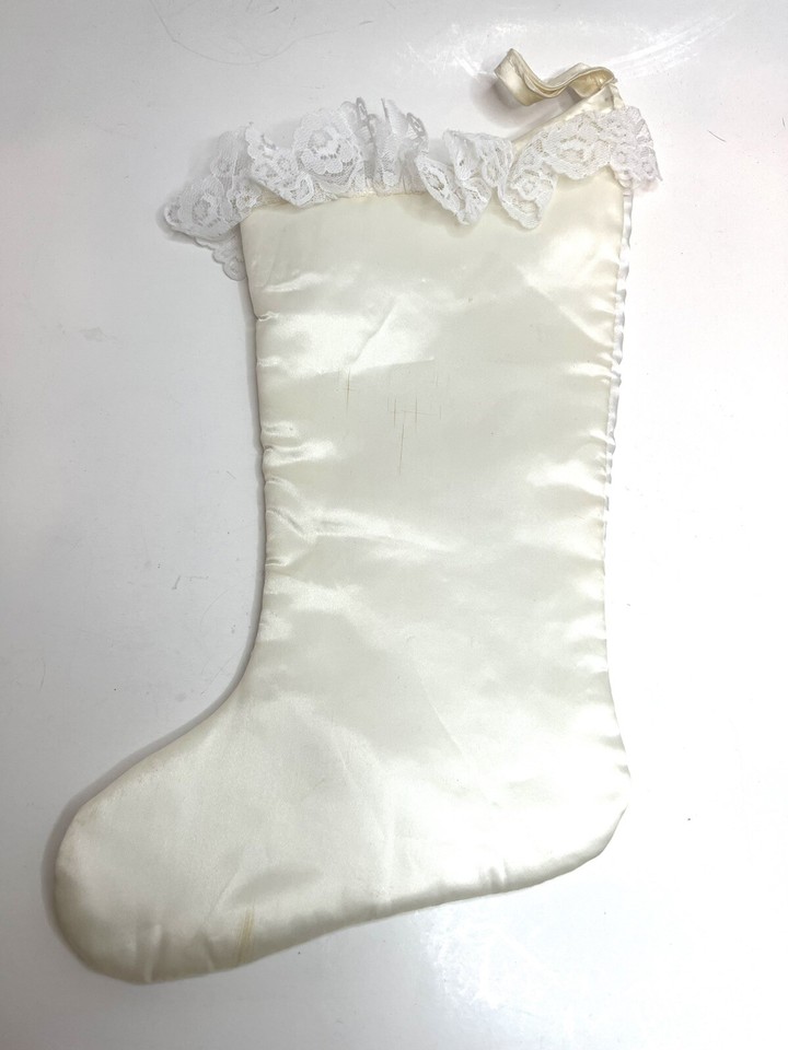 VIntage Morehead White Christmas Stocking Baby’s First Christmas Lace ...