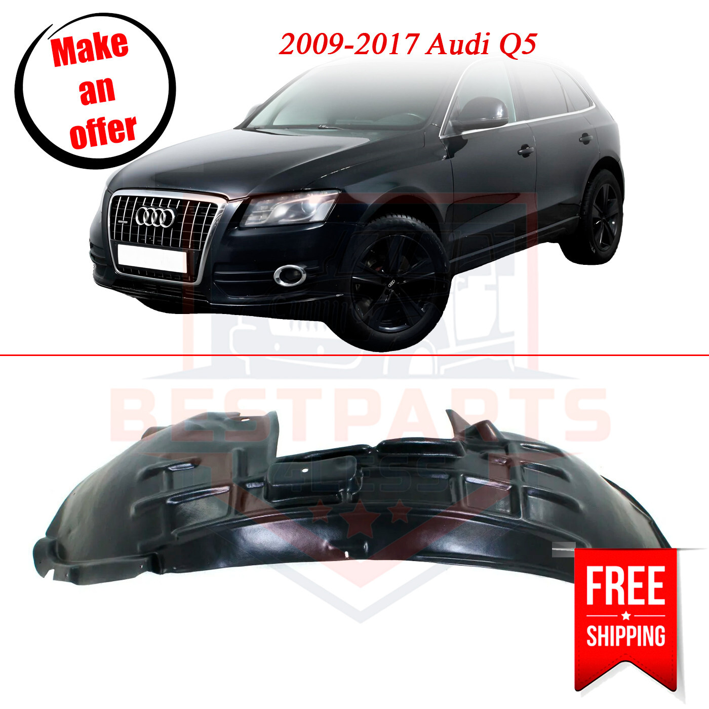 2009-2017 Audi Q5 Front Fender Liner Left Side plastic | 8R0821171F ...