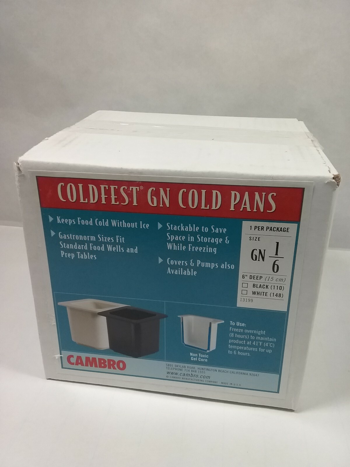 CAMBRO ColdFest GN 66CF110 Food Pan CF-Black 1/6×6" with Lid --b091 jj ...