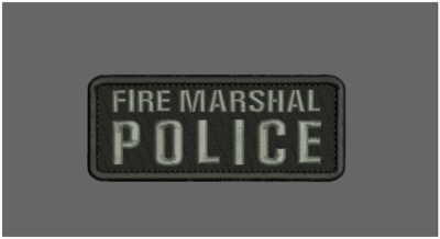 FIRE MARSHAL POLICE embroidery Patches 2x5 hook on back blk/white | eBay
