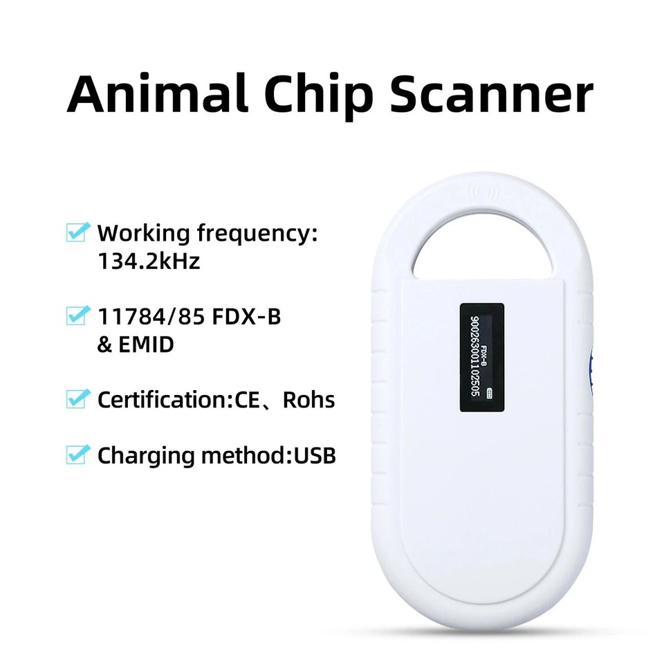 Portable Handheld Animal Chip Reader Pet Microchip Scanner Universal ...