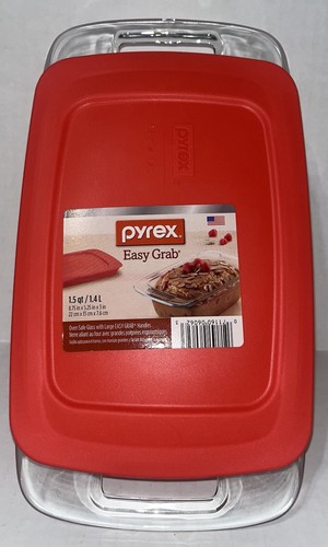 Pyrex Easy Grab 1.5-Qt Glass Loaf Dish with Lid, Tempered Glass Baking ...