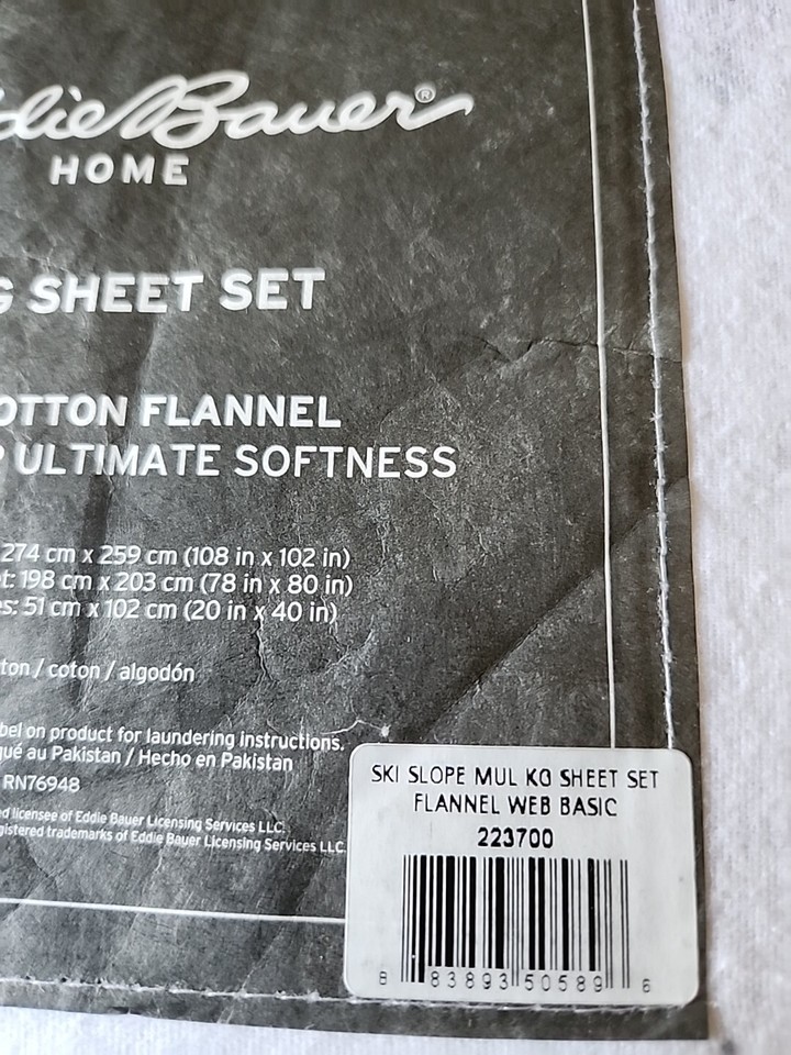 Eddie Bauer King Sheet Set Cotton Flannel Bedding Set Ski Slope Sheet Set Cover | eBay