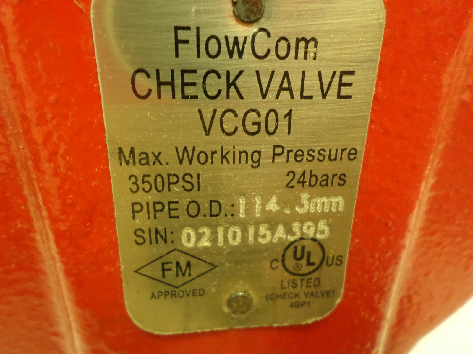 ⭐NEW⭐ FLOWCOM VCG01-114 FIRE SPRINKLER 4"CHECK VALVE GROOVED ENDS for ...