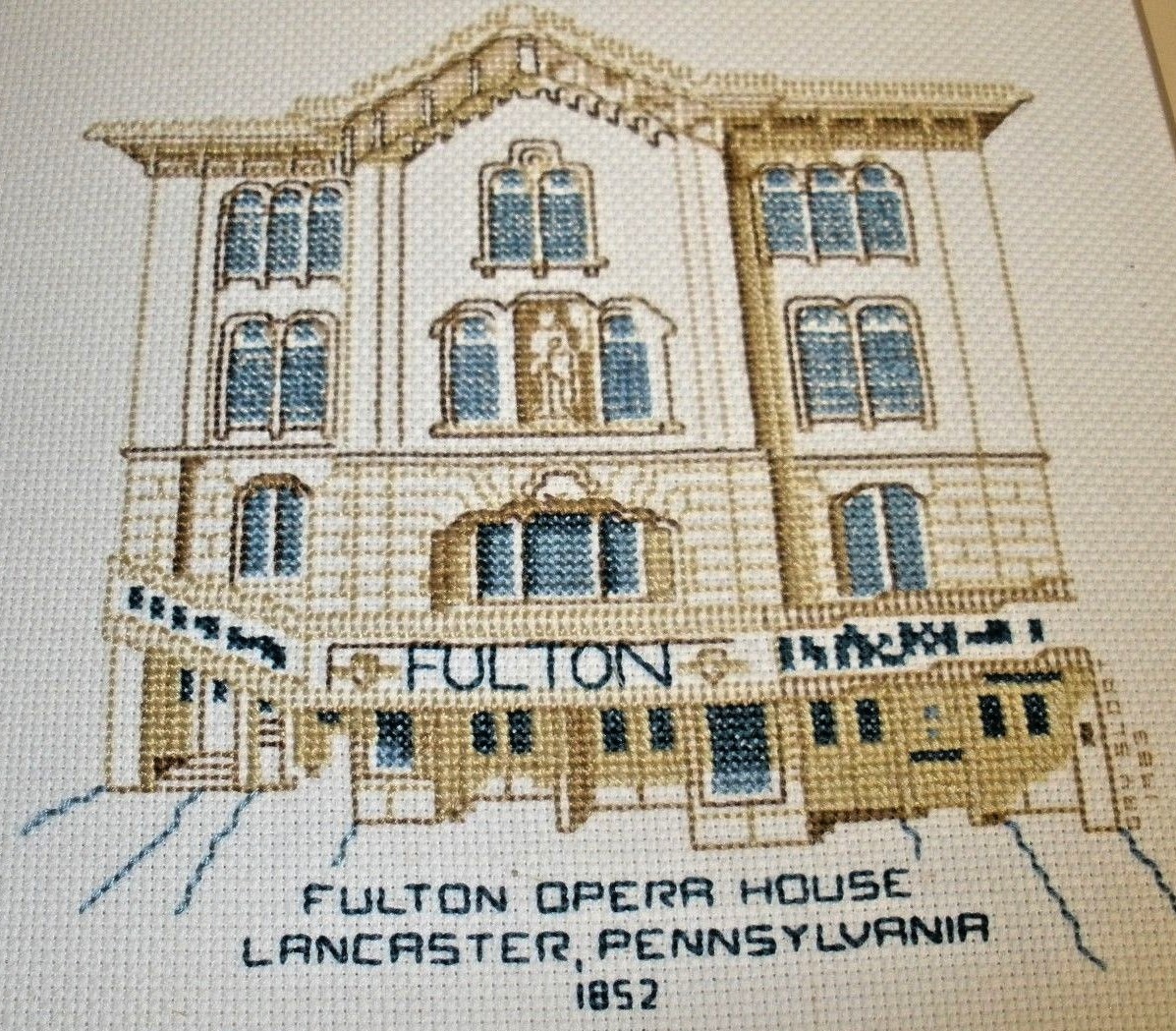 Finished Cross Stitch Piece Fulton Opera House Lancaster PA 1852 | eBay