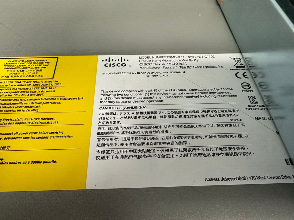 N77-C7702 CISCO NEXUS 7700 2 SLOT CHASSIS W/ 2 X N77-AC-3KW | eBay