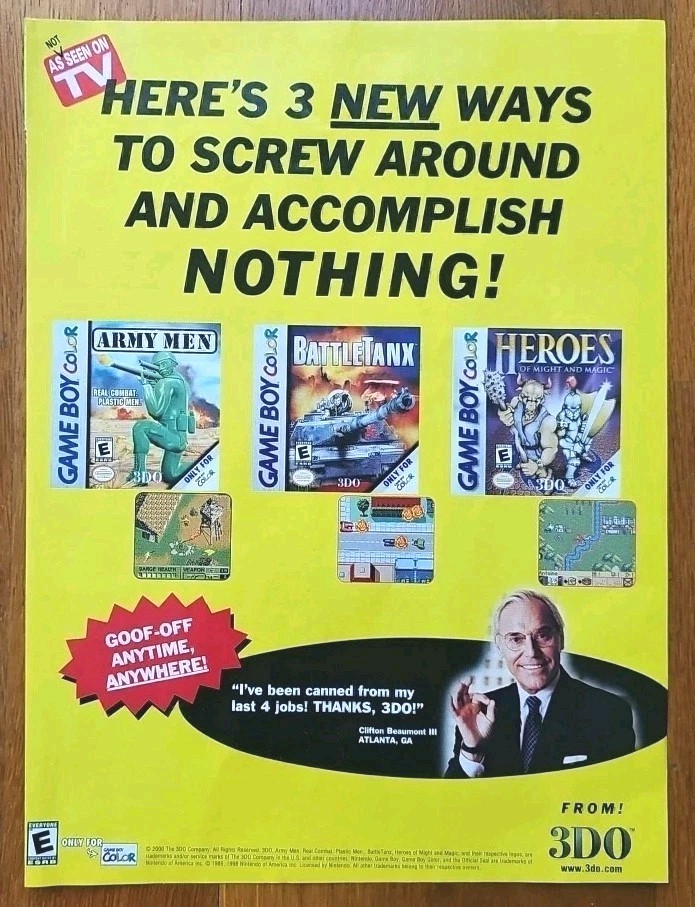 3DO Army Men, Battle Tanx, Might & Magic 2000 Game Boy Color Print Ad 7 ...