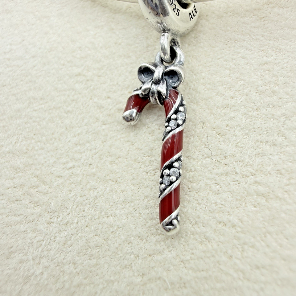 Pandora Sterling Silver Red Sparkling Candy Cane Dangle Charm Bead ...