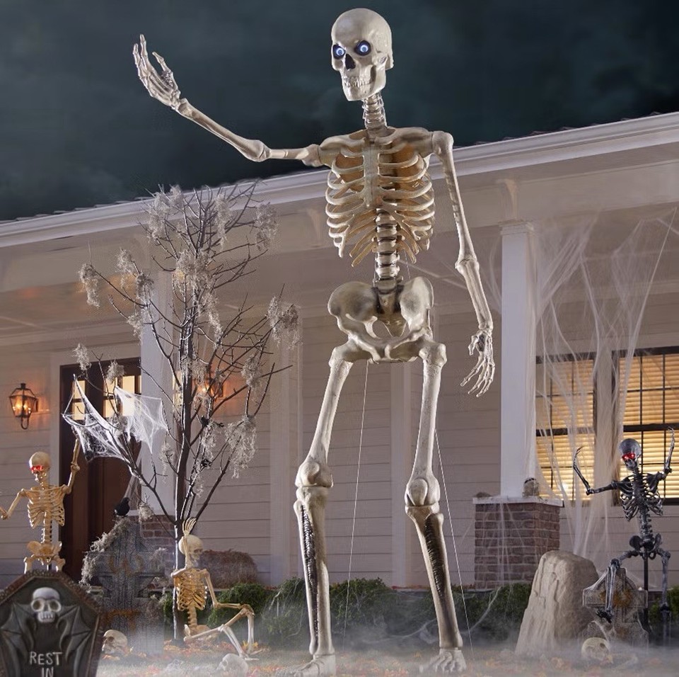 12 FT Foot Giant Skeleton With LCD LifeEyes Eyes Halloween Prop Local ...
