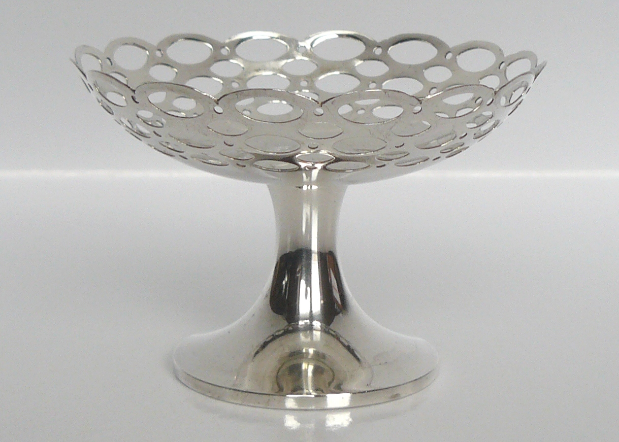 SILVER STERLING EDWARDIAN 1919 ZIMMERMAN B'HAM HM 59g PEDESTAL BON BON ...