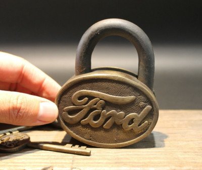 Antique Vintage Style Brass & Iron Trunk Chest Box Ford Lock Padlock | eBay