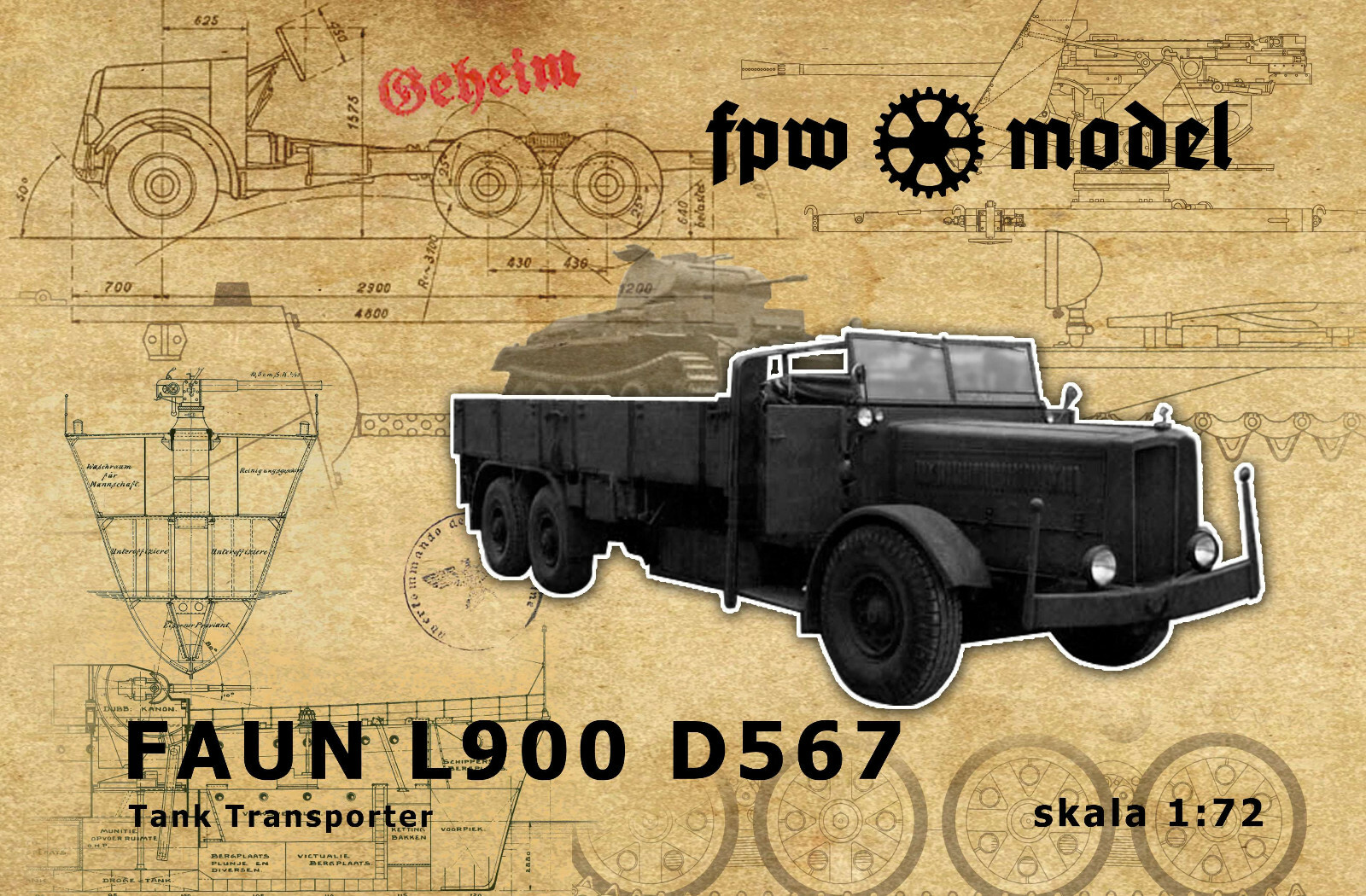 FPW Model german FAUN L900 Tank Transporter, open cab - resin 1/72 WWII ...