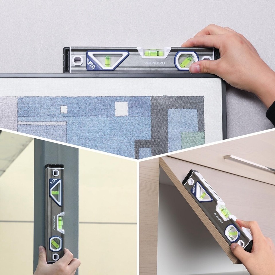 WORKPRO 10''Torpedo Level, Small leveler tool w/3 Different Bubbles 45 ...
