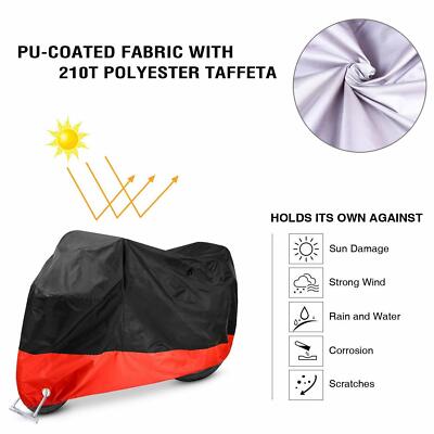 Motorcycle Cover Black Red XXXL Waterproof Bike Outdoor Rain Dust UV ...