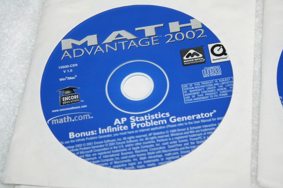 MATH ADVANTAGE 2002 6 CDs-Win/MAC-10 Subjects-Infinite Problem ...