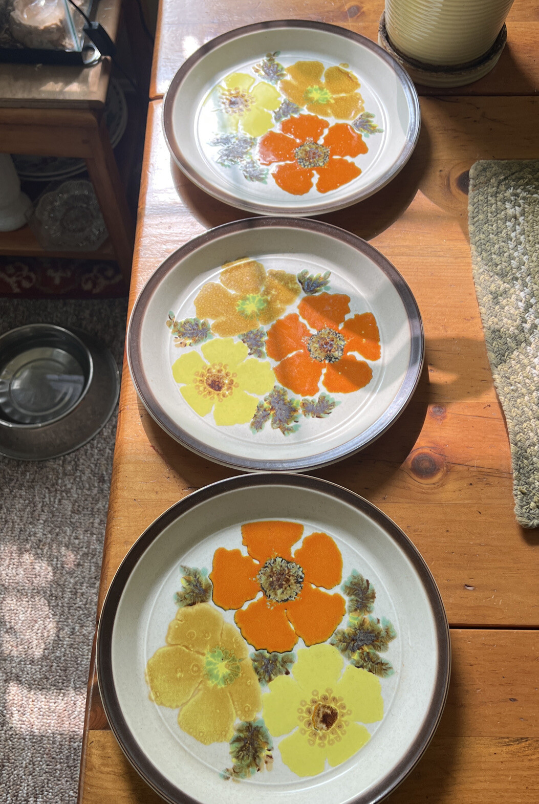 3 Doverstone Staffordshire England “Heather” dinner plates bouquet ...
