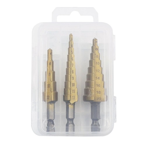 High Performance 3pcs Step Drill Bit Set Ideal for Steel Brass Wood and ...